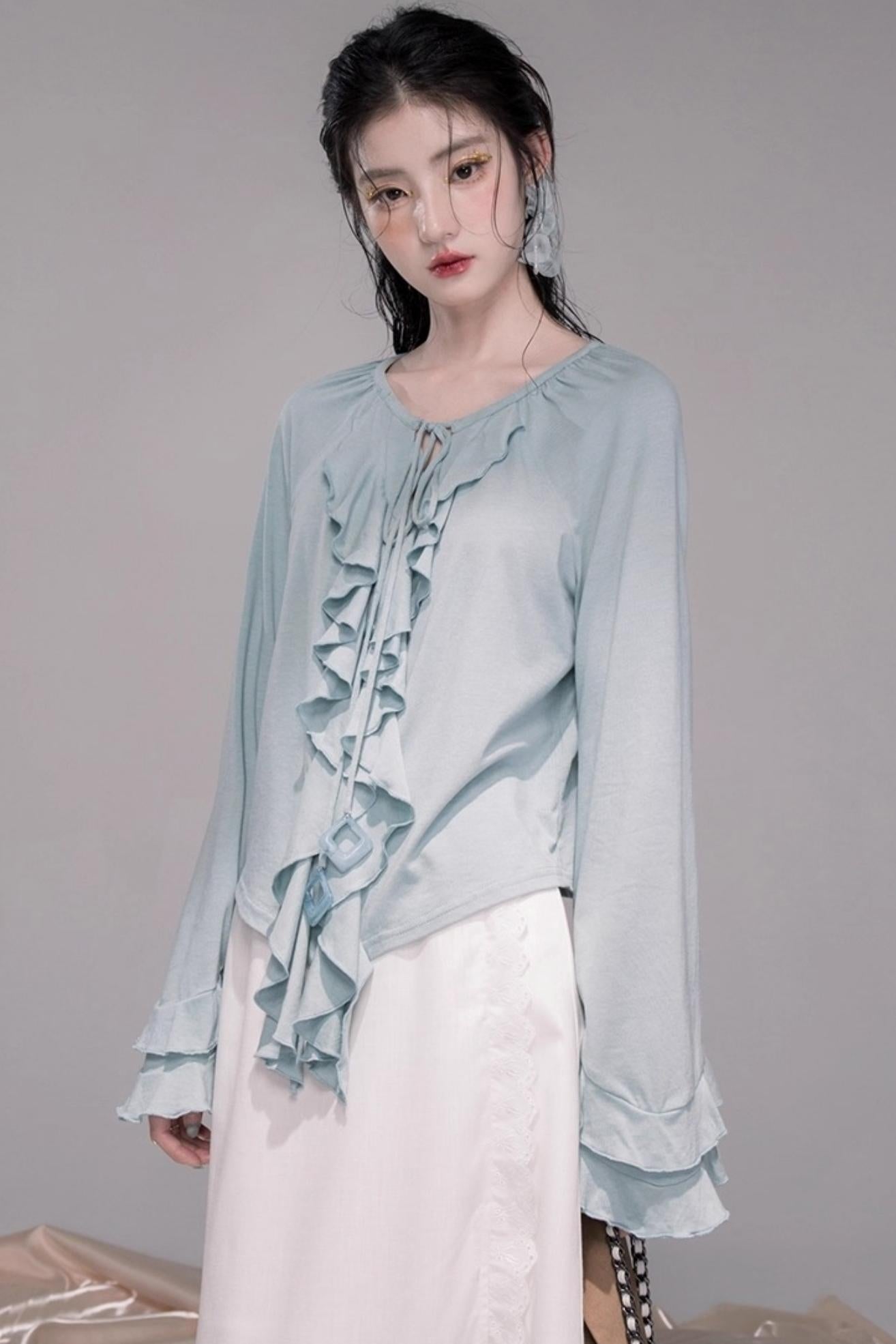 Dynamic Blue Wool Shirt – BellaModa