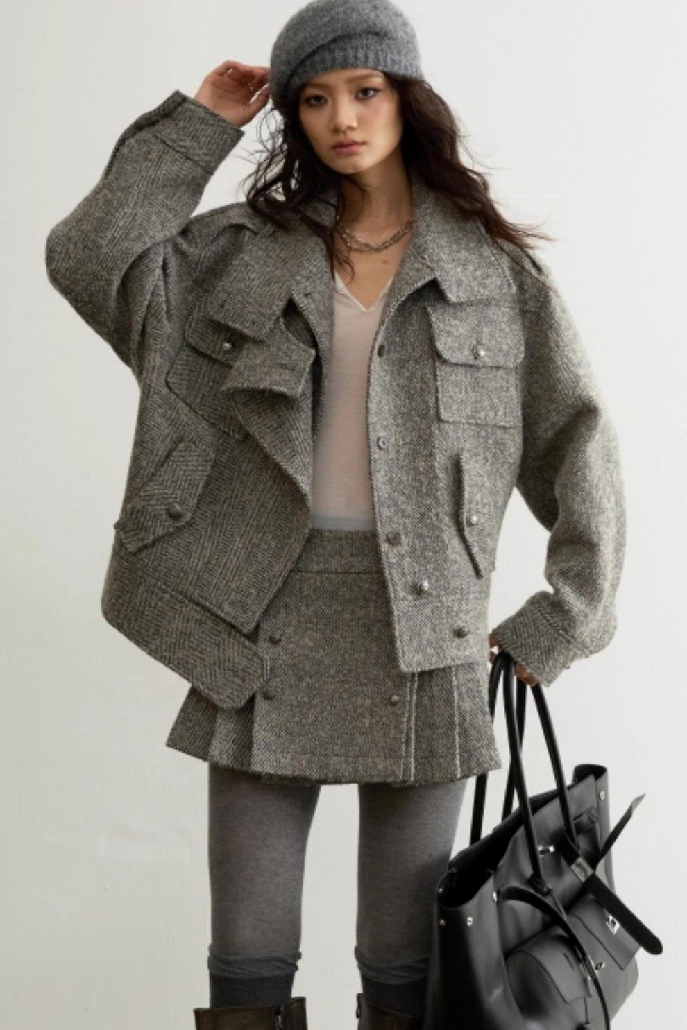 High-Tech Wool Herringbone Jacket Set-Up – BellaModa
