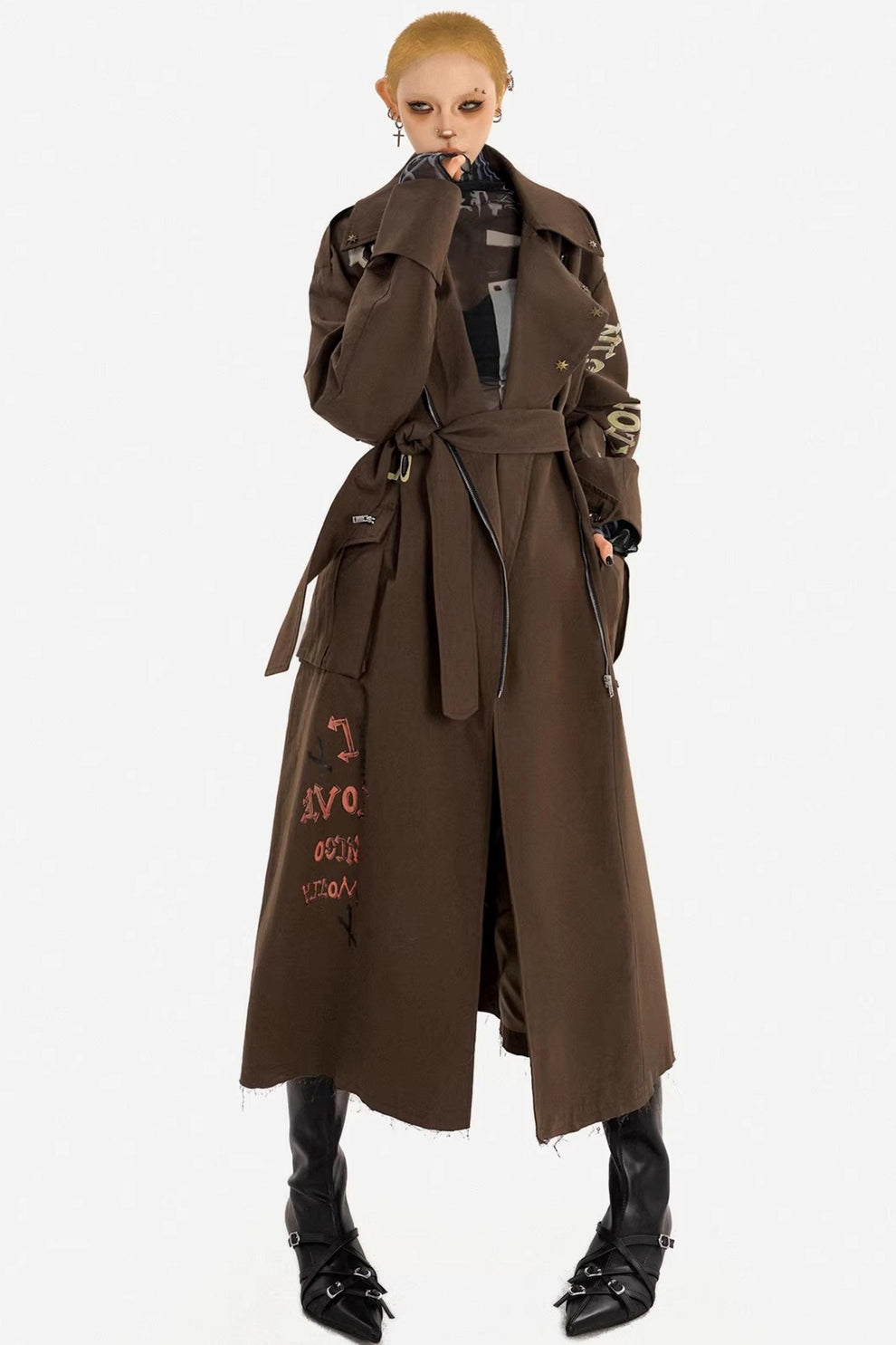 Retro Punk Brown Trench Coat – BellaModa