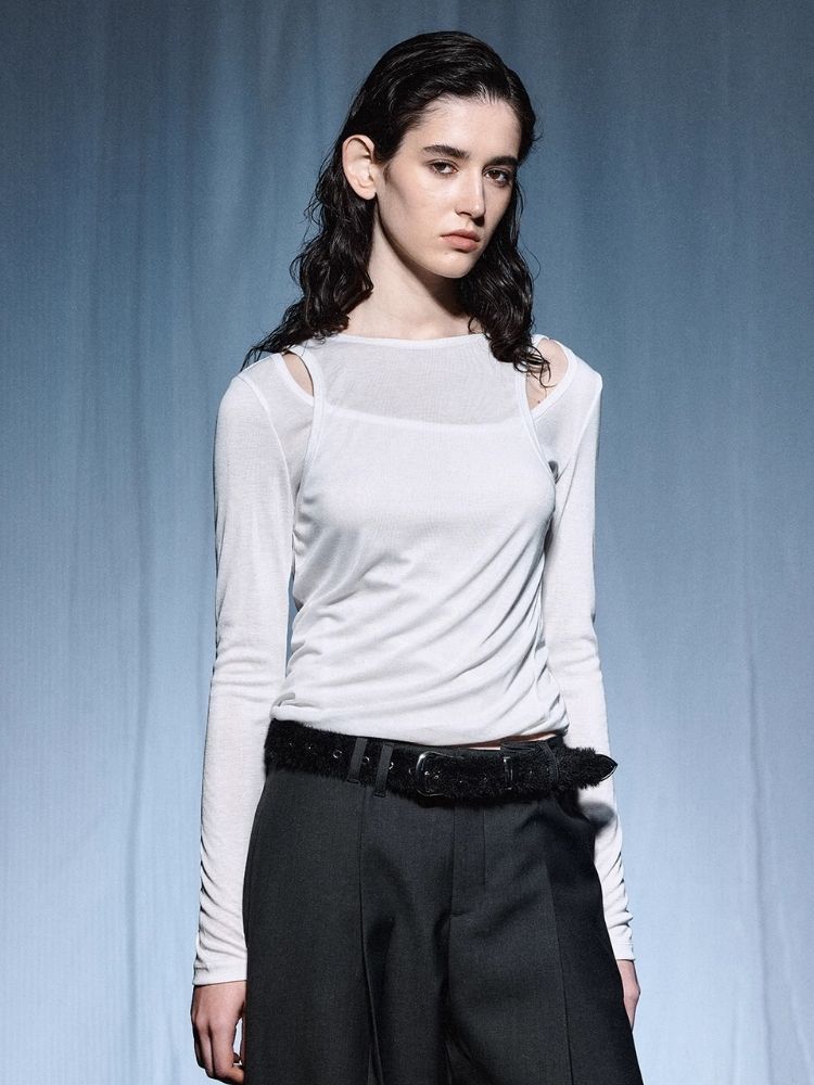 Micro Sheer False Two Piece Split Long Sleeve – BellaModa