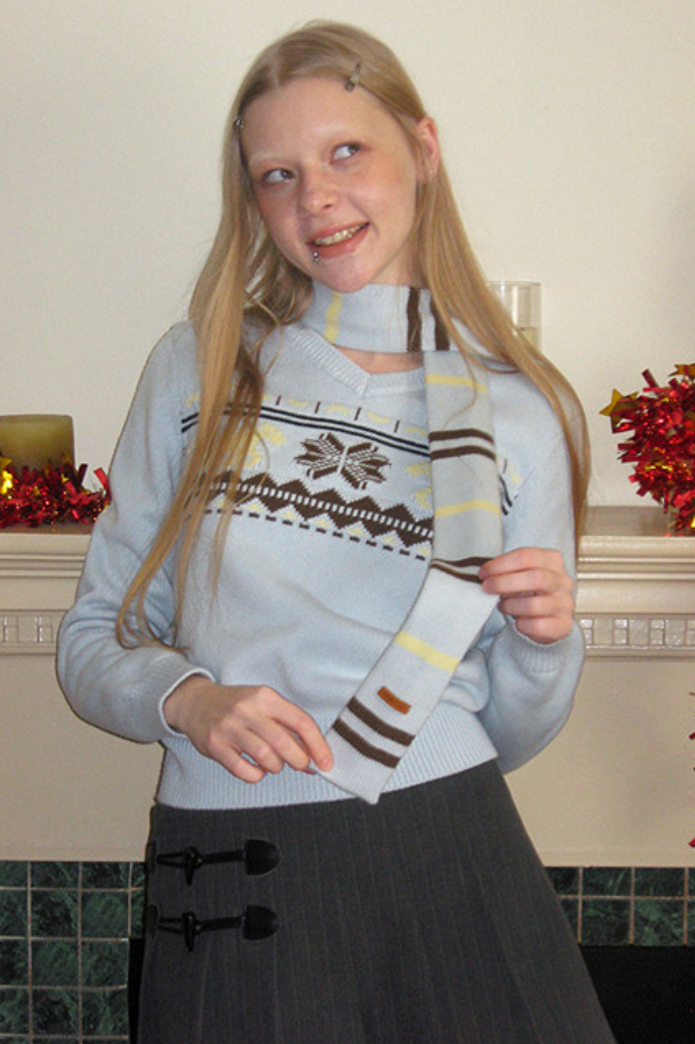 Fair Isle Wool Knit Sweater Scarf Set – BellaModa