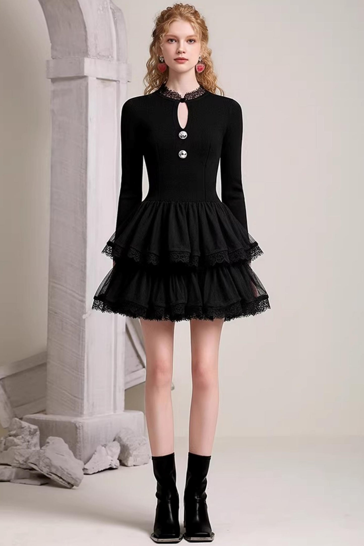 Silk Mesh Bell Sleeve Dress – BellaModa