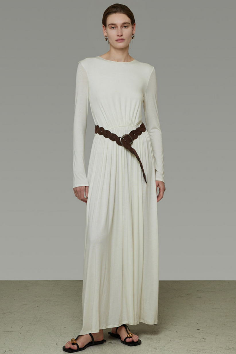 Textured Pleated Long Dress Set – BellaModa