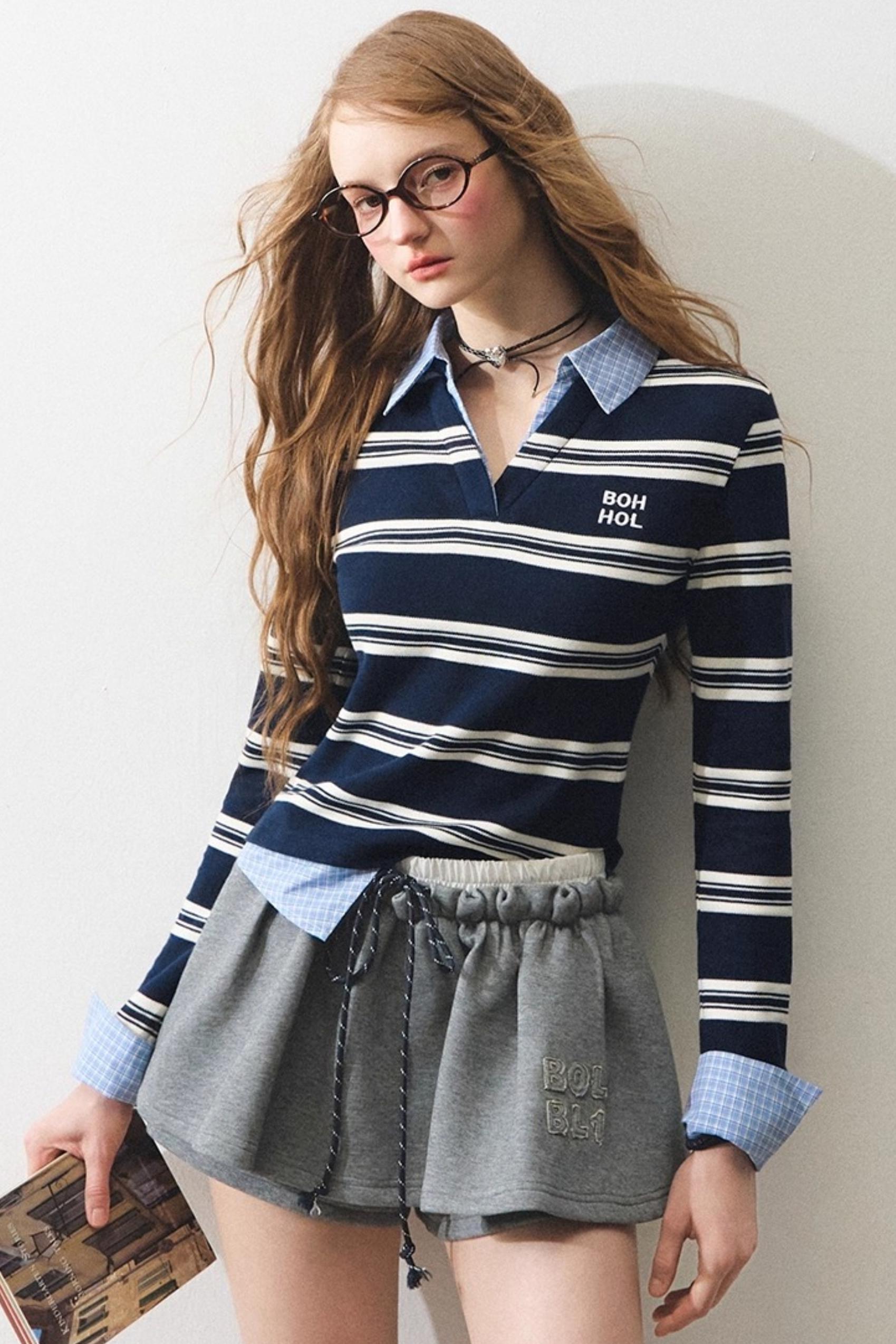 Mint Intellectual Striped Polo T-shirt – BellaModa