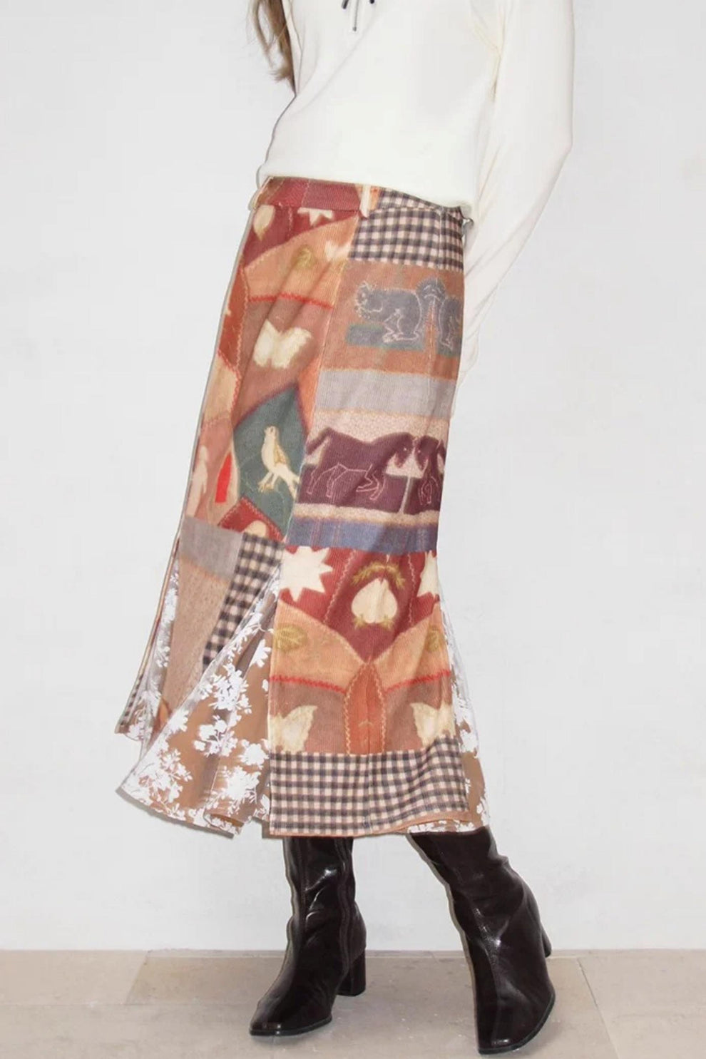 Retro Print Fishtail Skirt – BellaModa