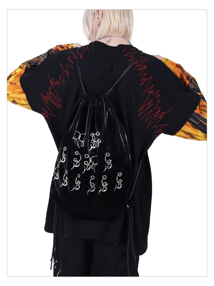 Flame Cat Concept Genderless Loose Street Patchwork Sleeve T – BellaModa