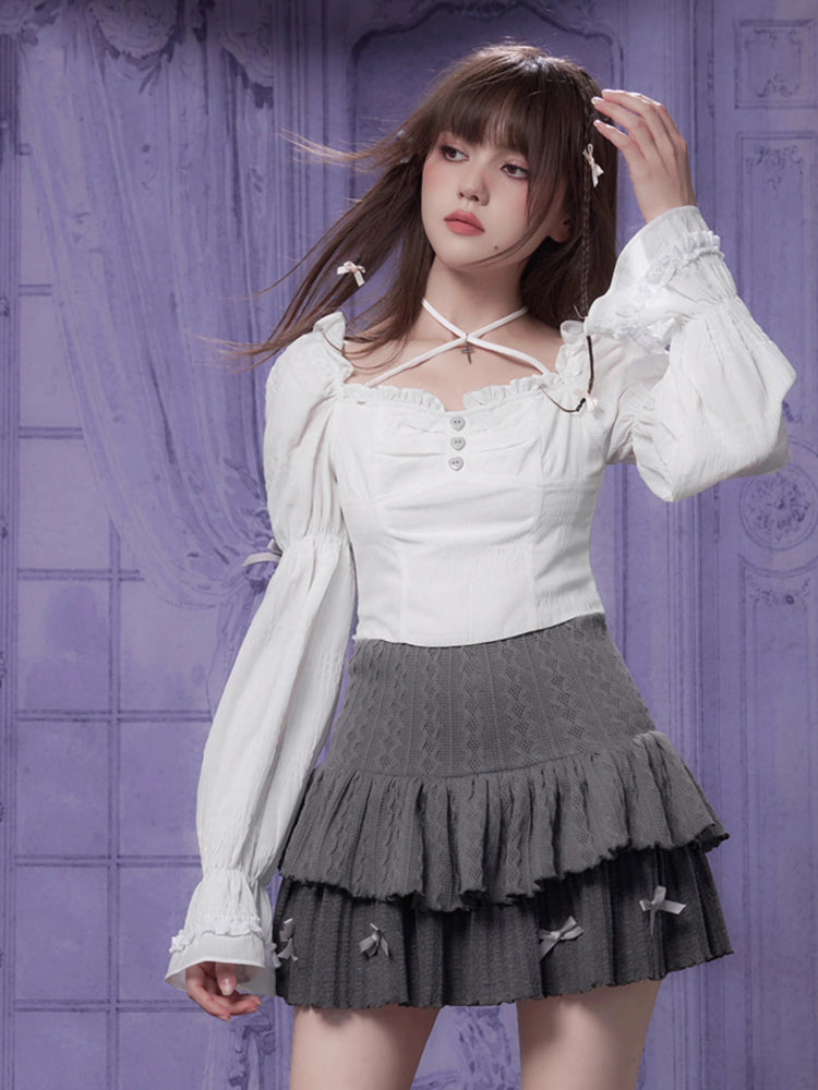 Square neck white shirt – BellaModa