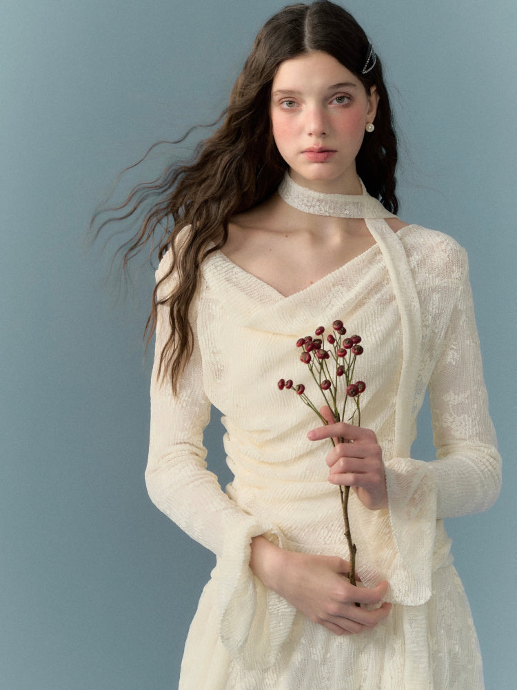 Halter neck lace long skirt dress – BellaModa