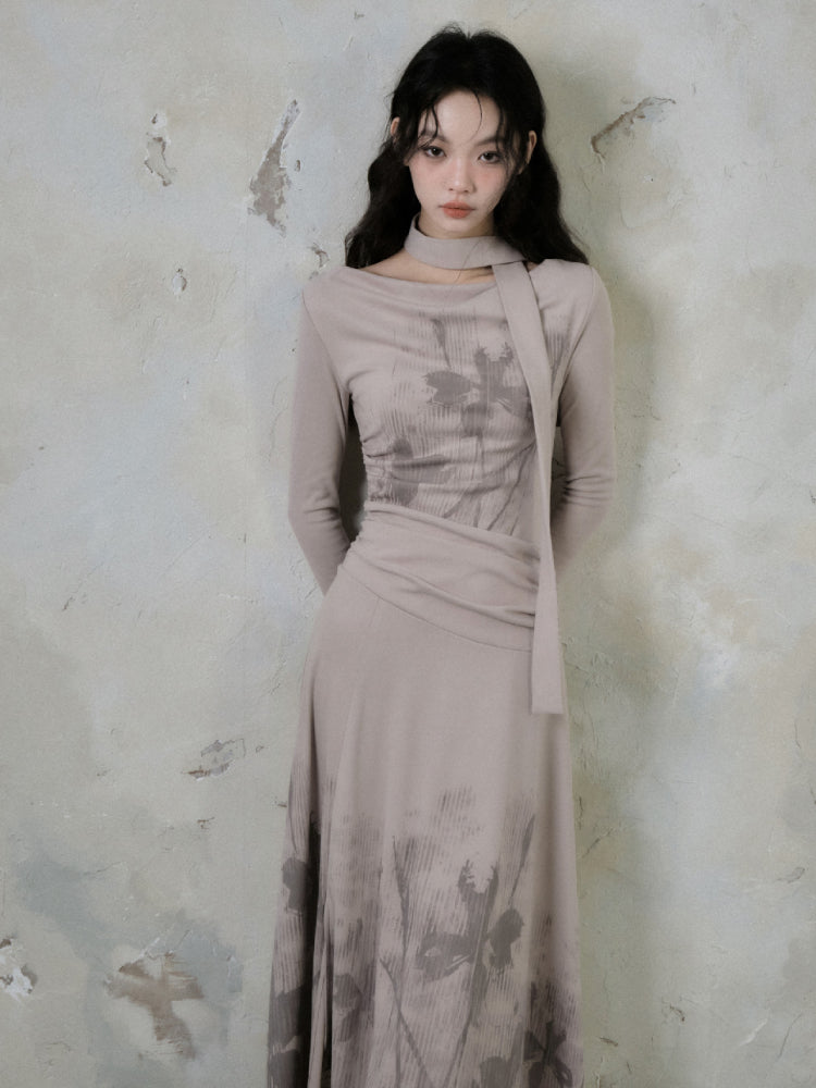 Retro Print Waist Slim Fit Dress – BellaModa