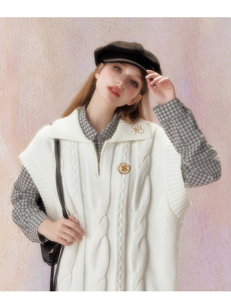 Preppy Jacquard Half Zip Vest – BellaModa