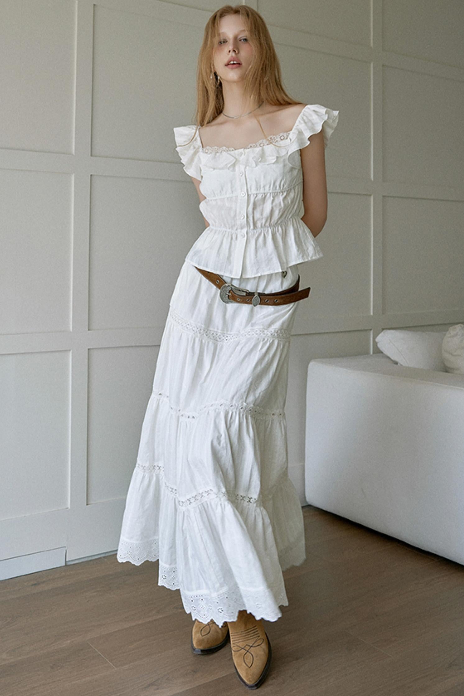 White Lace Bustier Skirt Set-Up – BellaModa