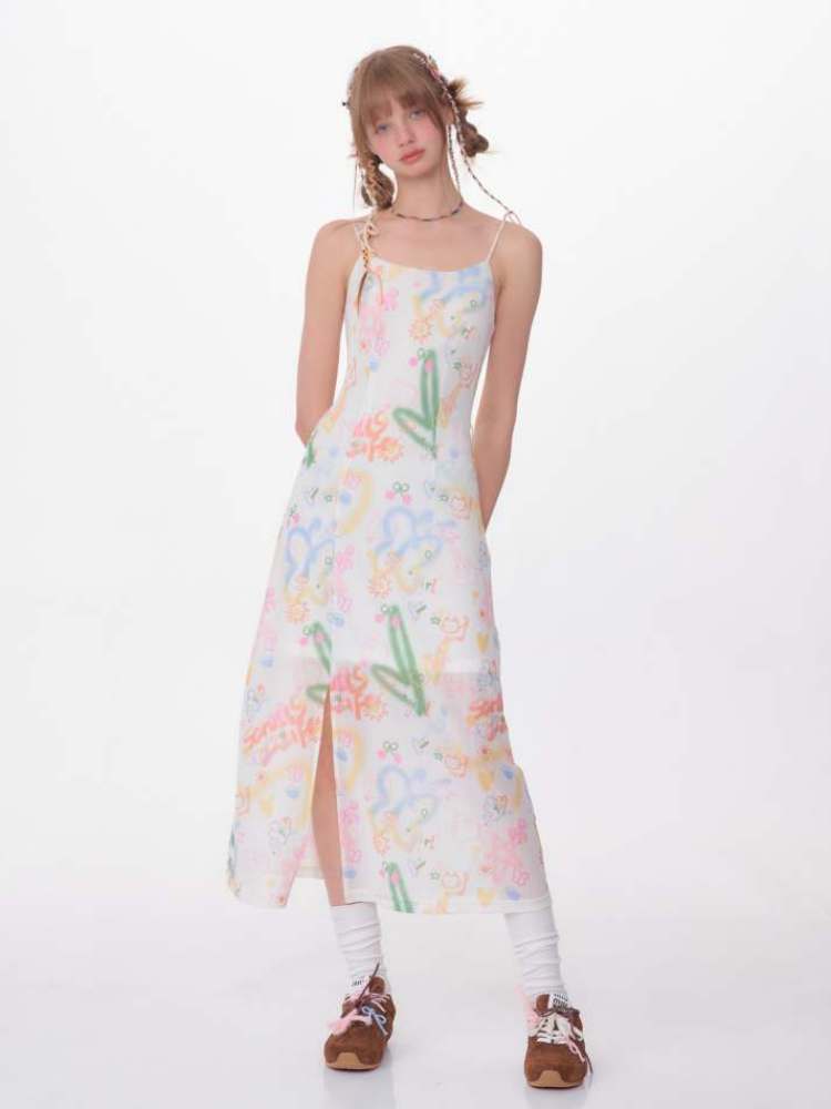 Graffiti Prints Cami Long One Piece – BellaModa